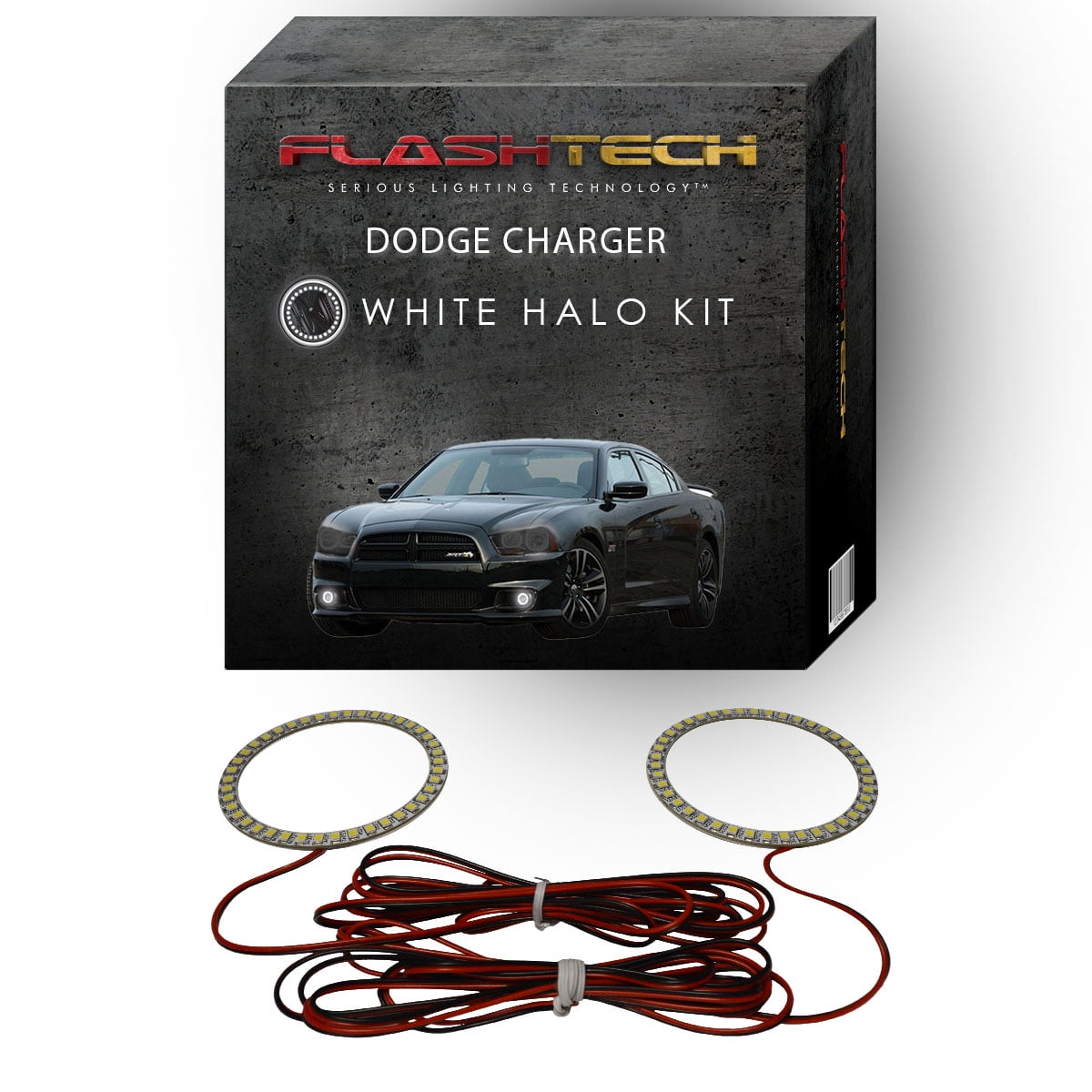 Flashtech White Angel Eye LED Fog Light Halo kit for 2011-2014 Dodge ...
