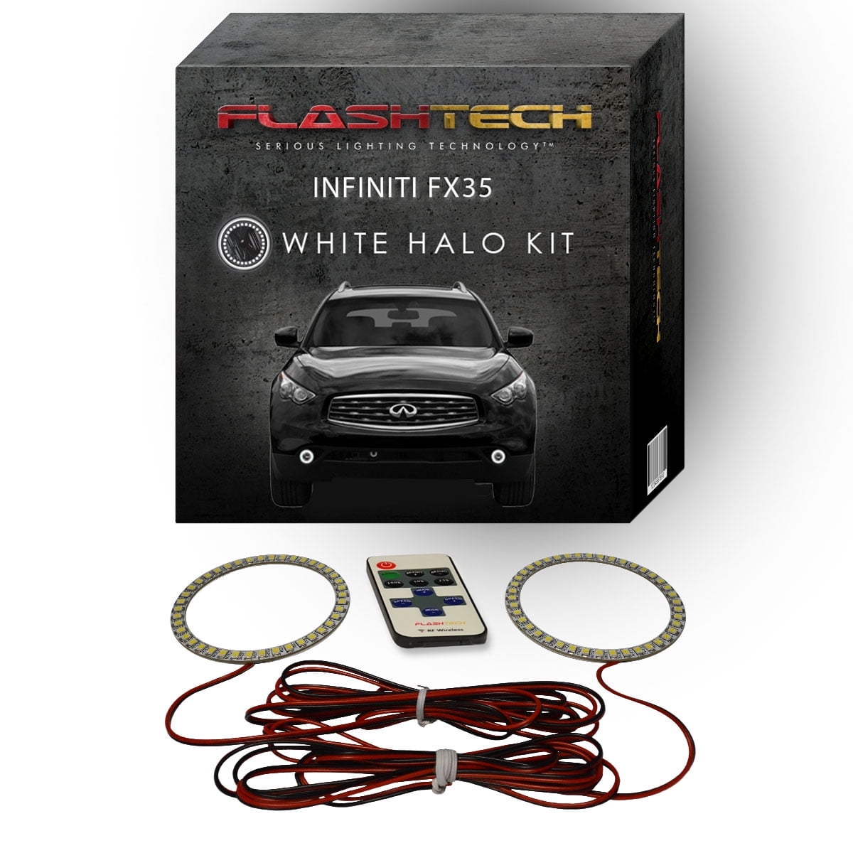 Flashtech White Angel Eye LED Fog Halo kit & RF Remote for 09-12 Infiniti FX35 Fog Lights ...