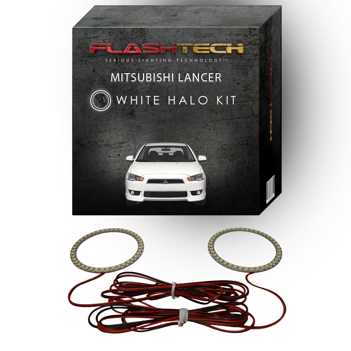Flashtech White Angel Eye LED Fog Light Halo kit for 08-16 Mitsubishi ...