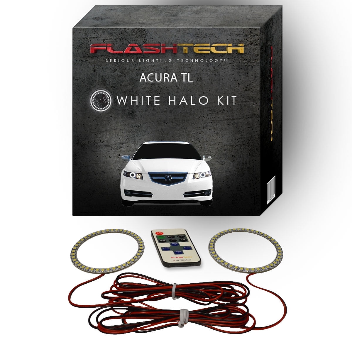 Flashtech White Angel Eye LED Headlight Halo kit & RF Remote for 04-08 ...