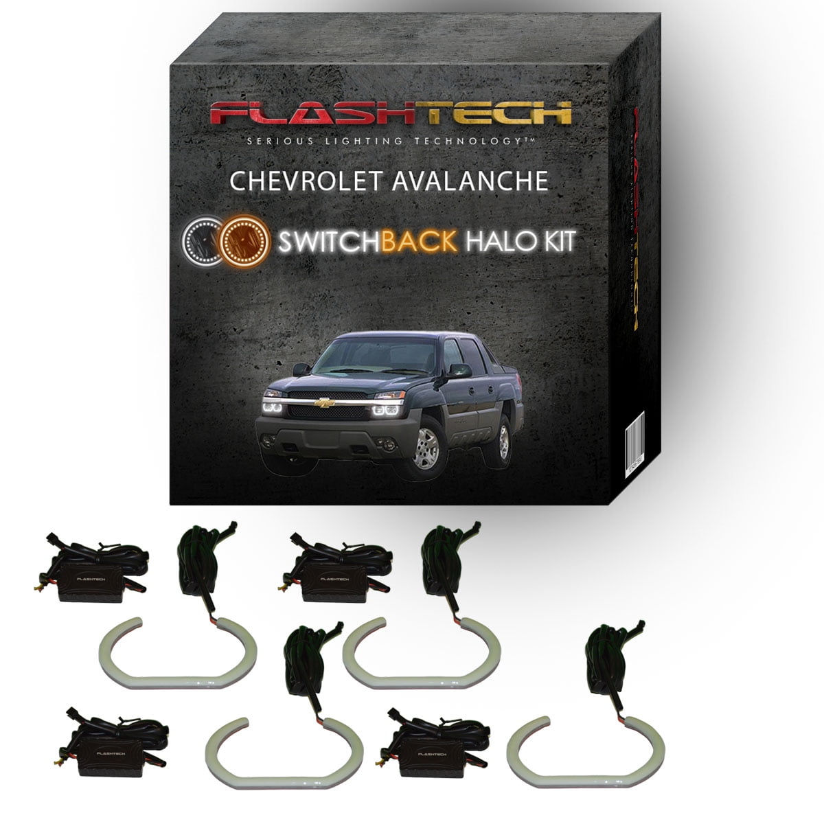 Flashtech White Angel Eye LED Headlight Halo kit for 03-06 Chevrolet ...