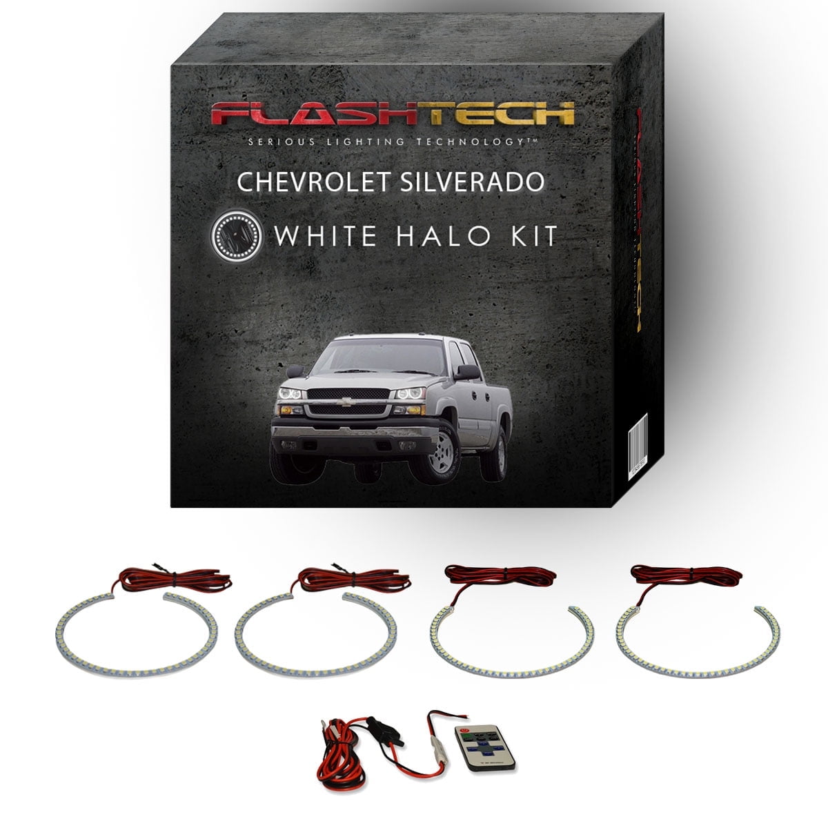 Flashtech White Angel Eye LED Halo kit & RF Remote for 03-06 Chevy ...