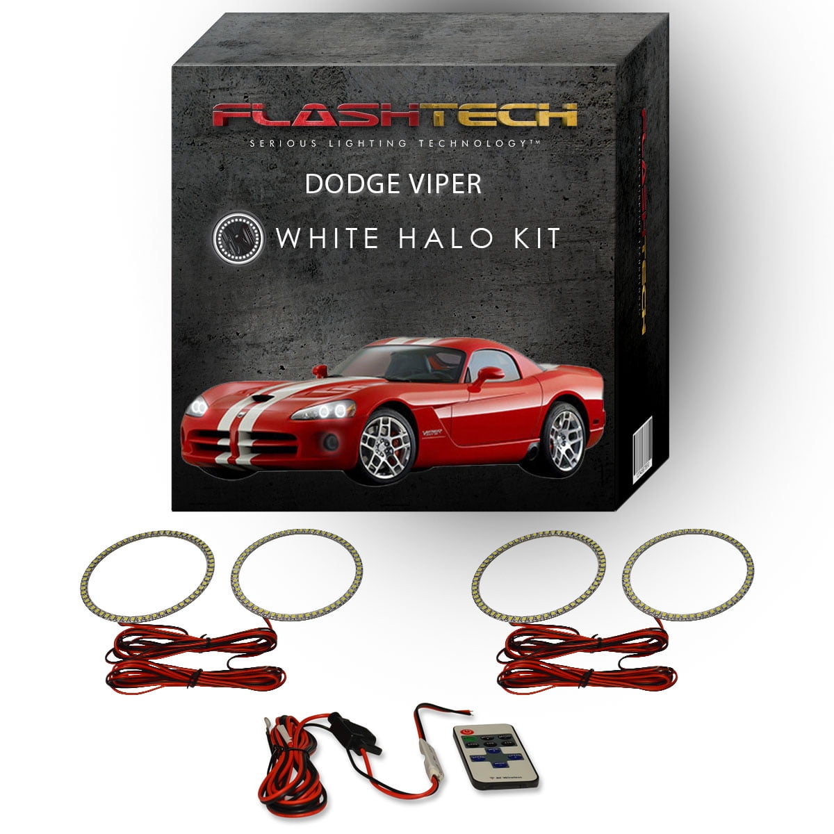 Flashtech White Angel Eye LED Halo kit & RF Remote for 2003-2010 Dodge ...