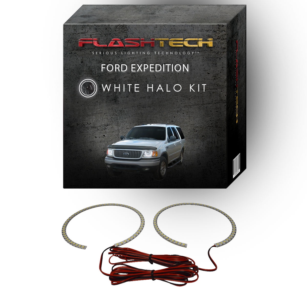 Flashtech White Angel Eye LED Headlight Halo kit for 1997-2002 Ford ...
