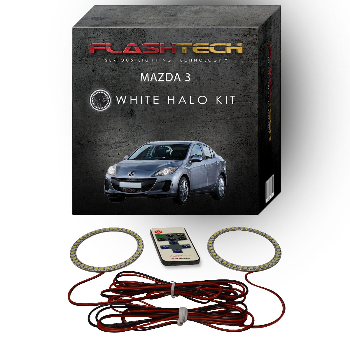 Flashtech White Angel Eye LED Headlight Halo kit & RF Remote for 10-13 ...