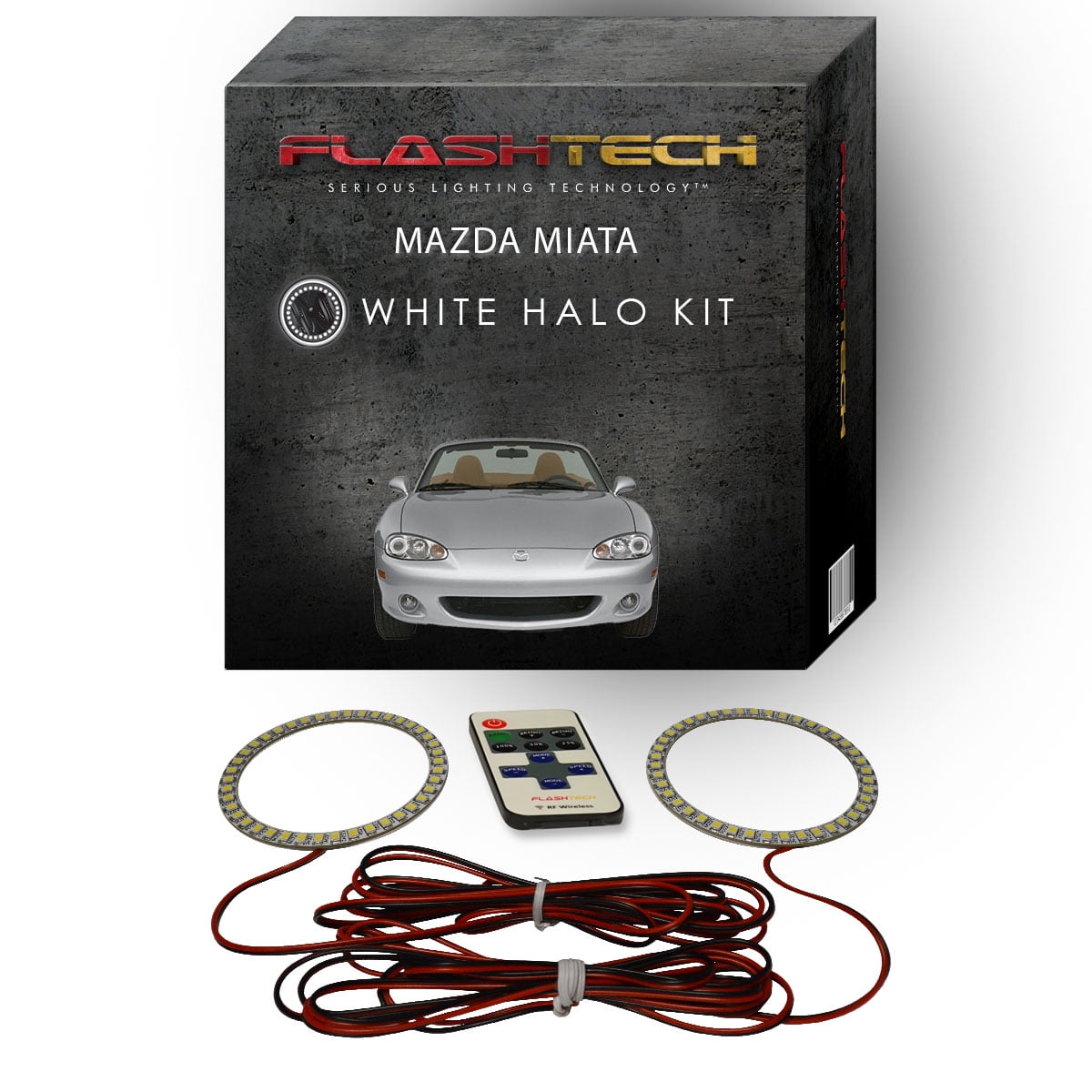 Flashtech White Angel Eye LED Halo kit & RF Remote for 2001-2005 Mazda ...