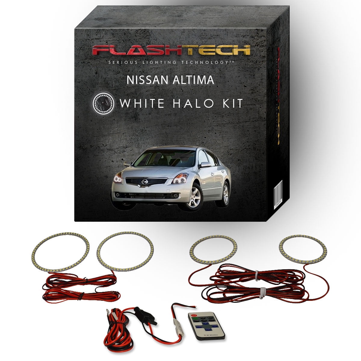 Flashtech White Angel Eye LED Halo kit & RF Remote for 2010-2012 Nissan ...