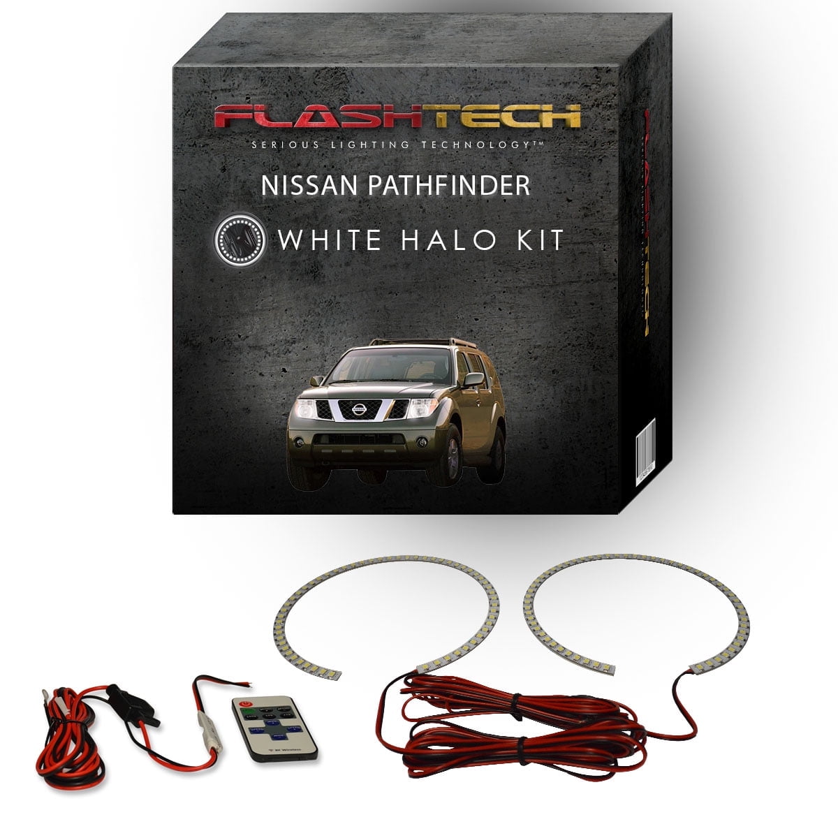 Flashtech White Angel Eye LED Halo kit & RF Remote for 05-12 Nissan ...