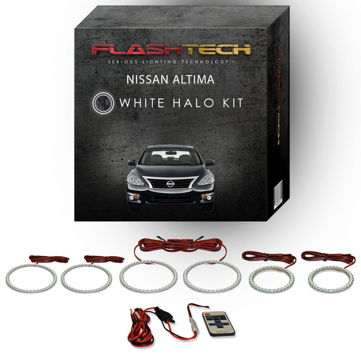 Flashtech White LED Halo kit & RF Remote for 13-15 Nissan Altima Headlight & Fog Lights ...