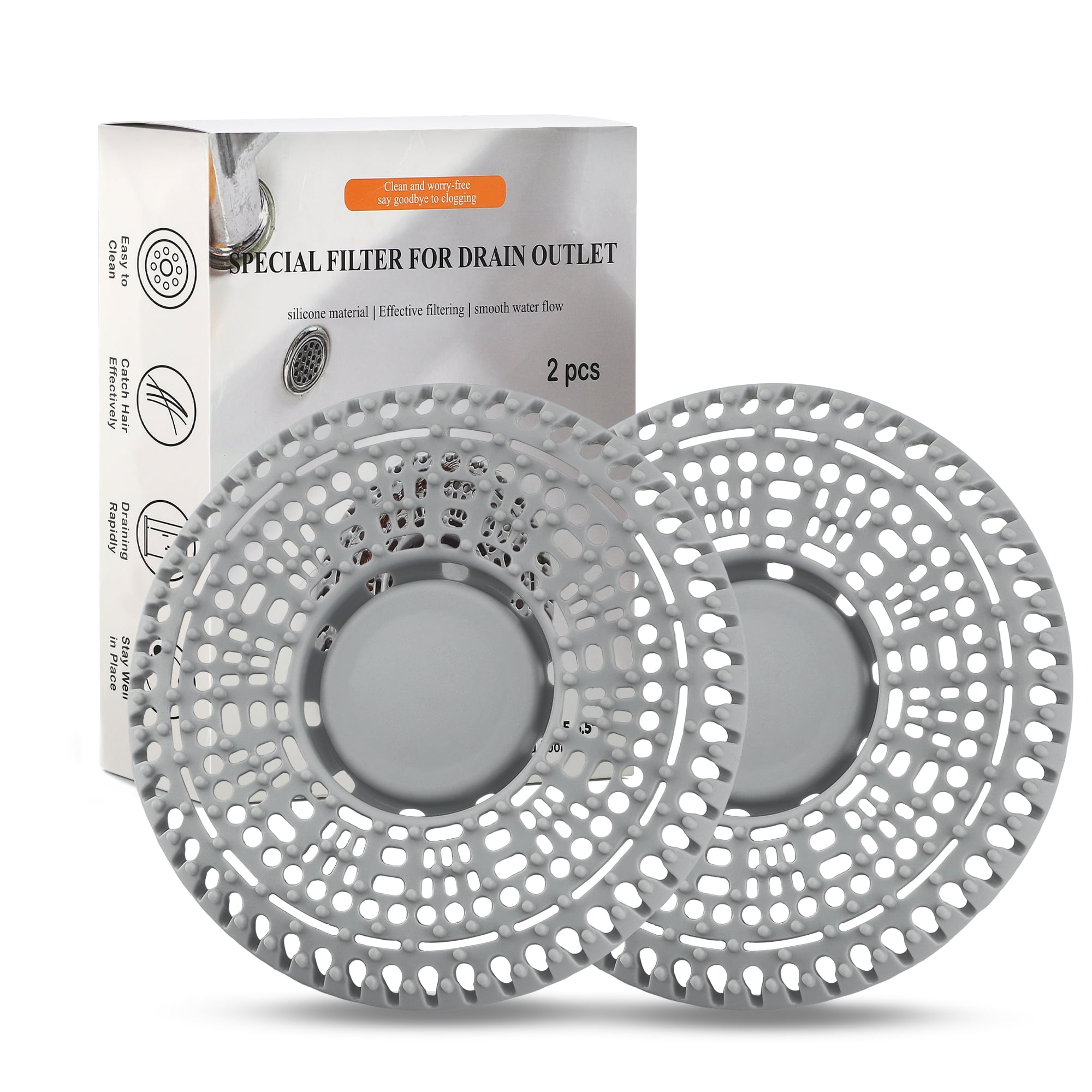 Flashwee Premium 2-Pack Shower Drain Hair Catcher - 5.5in Oversized ...