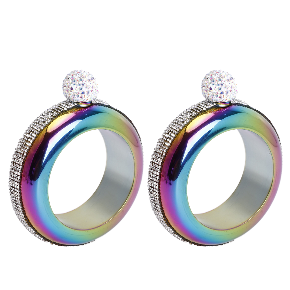 Flask Bangle Bracelet- AB Crystal Lid Creative 304 Stainless Steel Wine ...