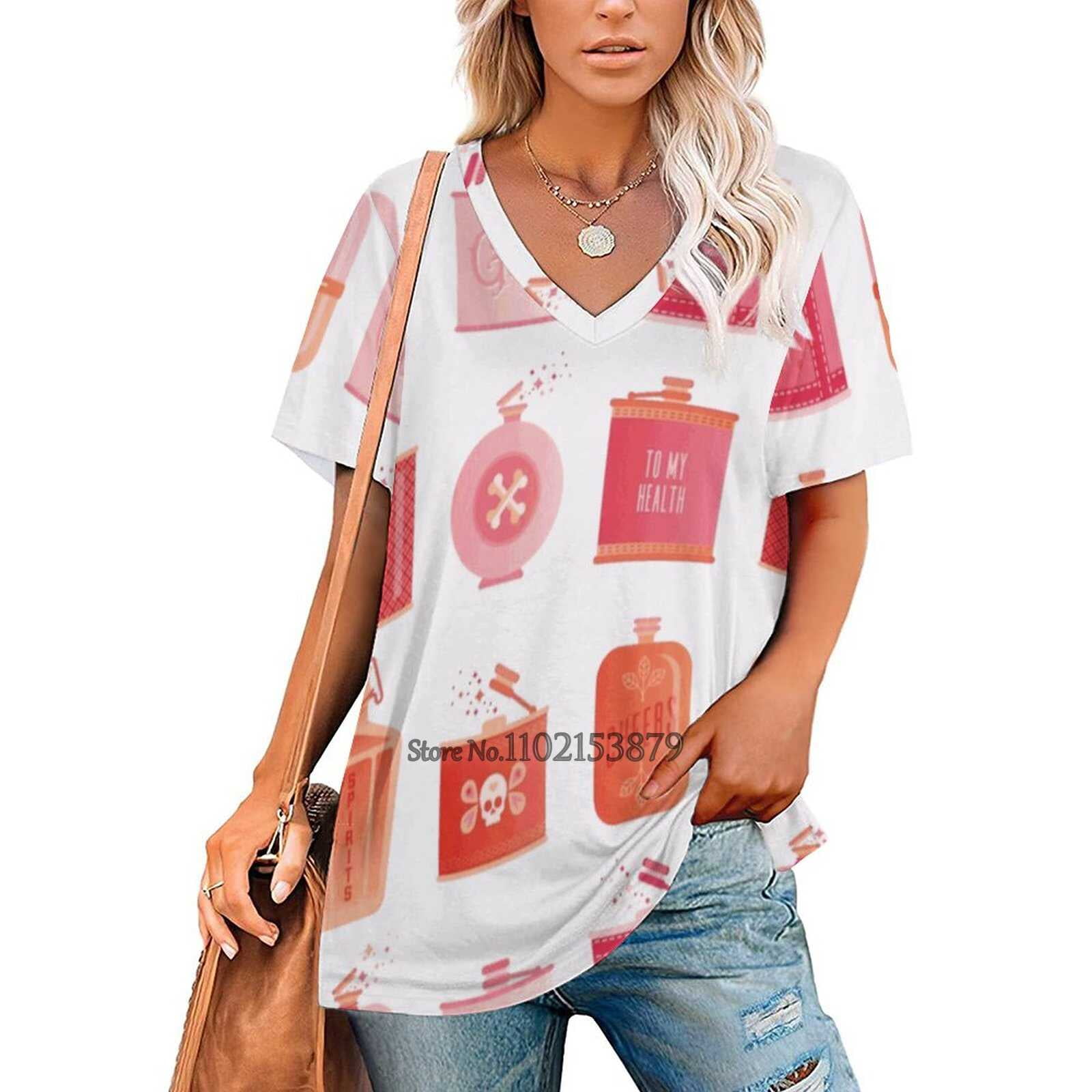 Flask Collection – Pink / Peach Ombré Palette Women V Neck T-Shirt ...