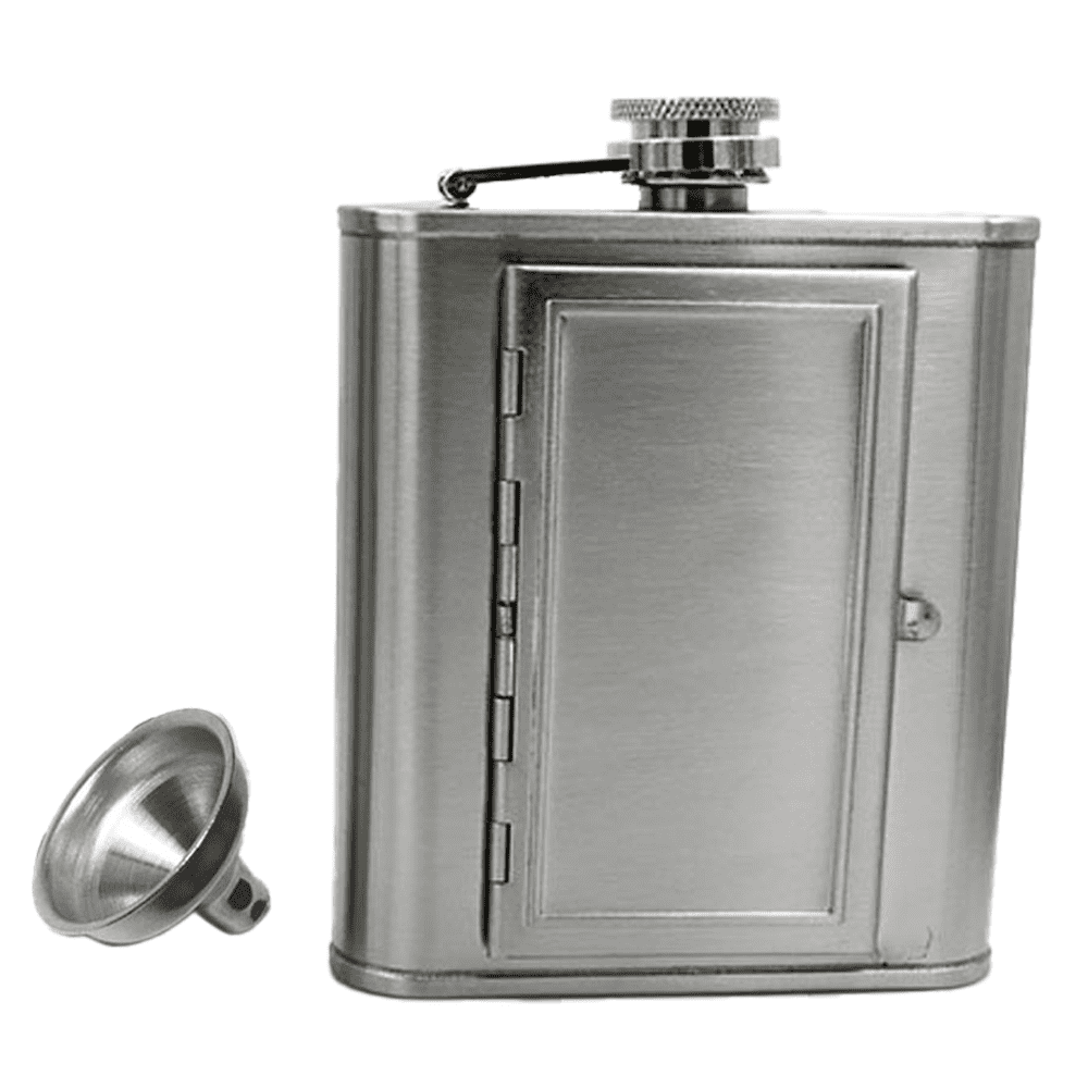 Flask - Cool Stainless Steel and Leather Alcohol Flask with Compartment ...
