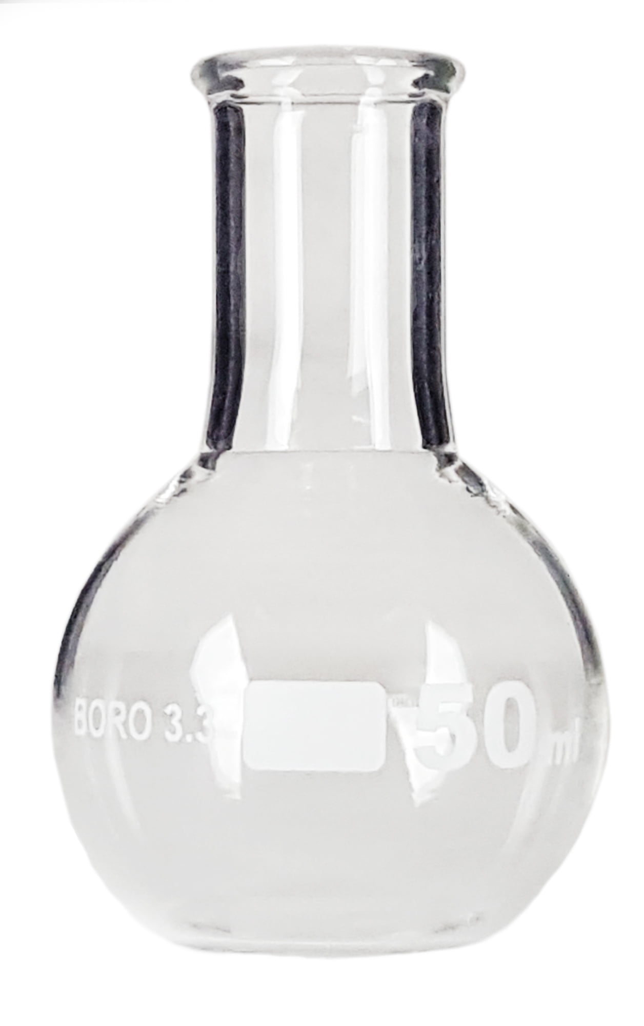 Flask Flat-Bottom Florence Boiling Flask, Standard Neck, 50ml capacity. Made from Borosilicate ...