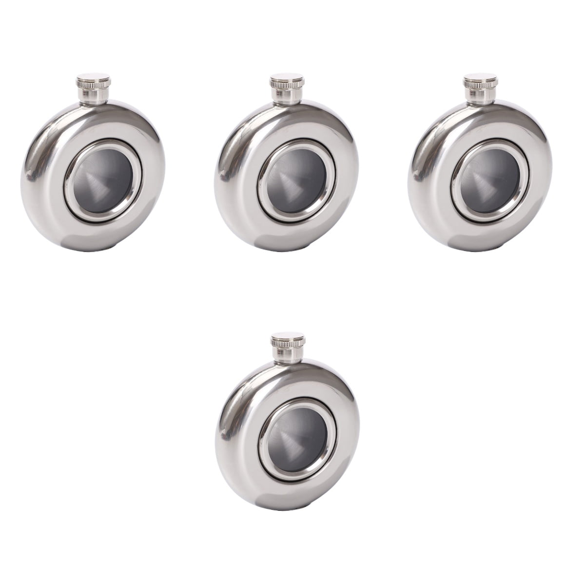 Flask Metal 4 Pc Round Flagon Barbecue Glass Water Bottles Wine Man ...