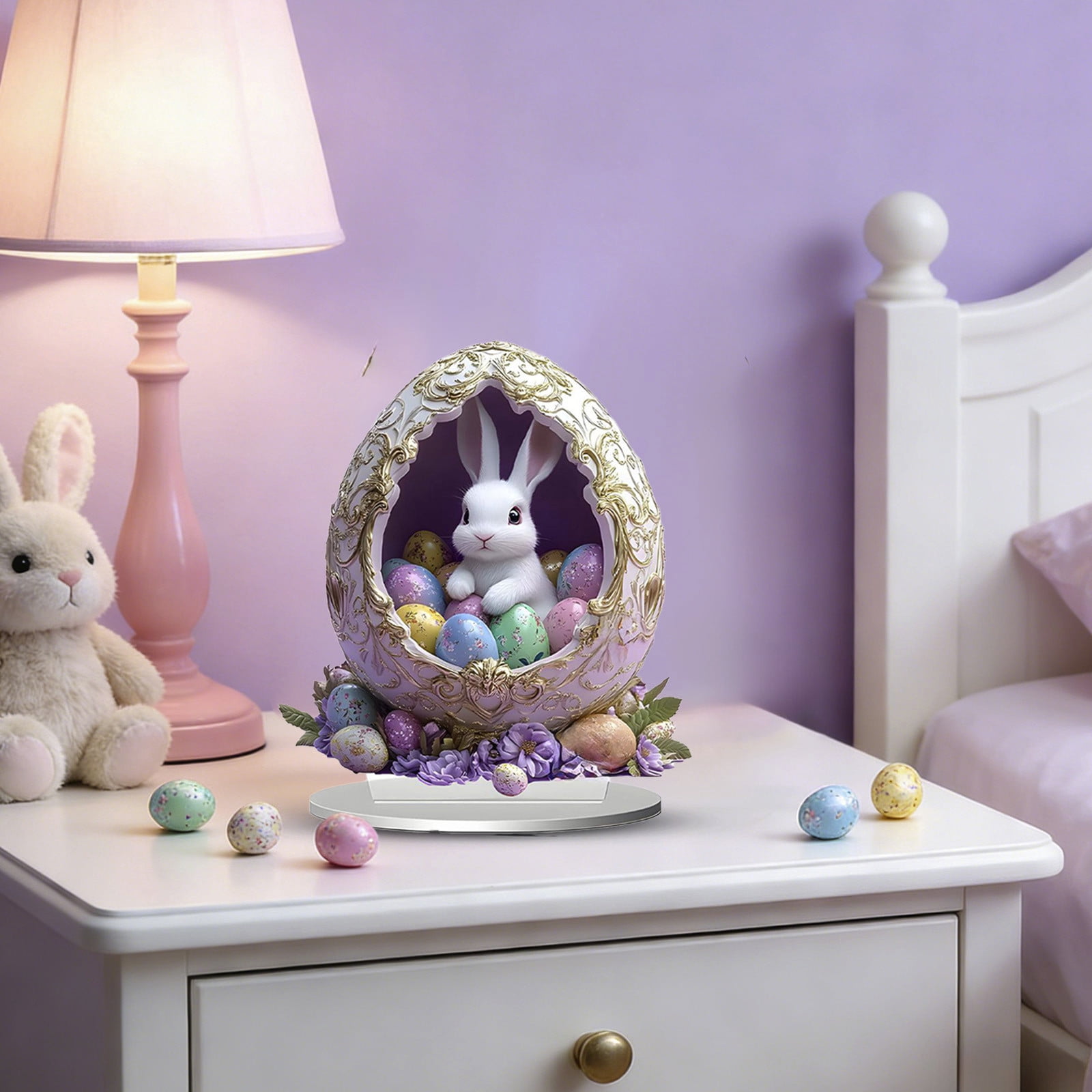 Flat Acrylic Decoration,Easter Themed Bunny Egg Pattern Hanging ...