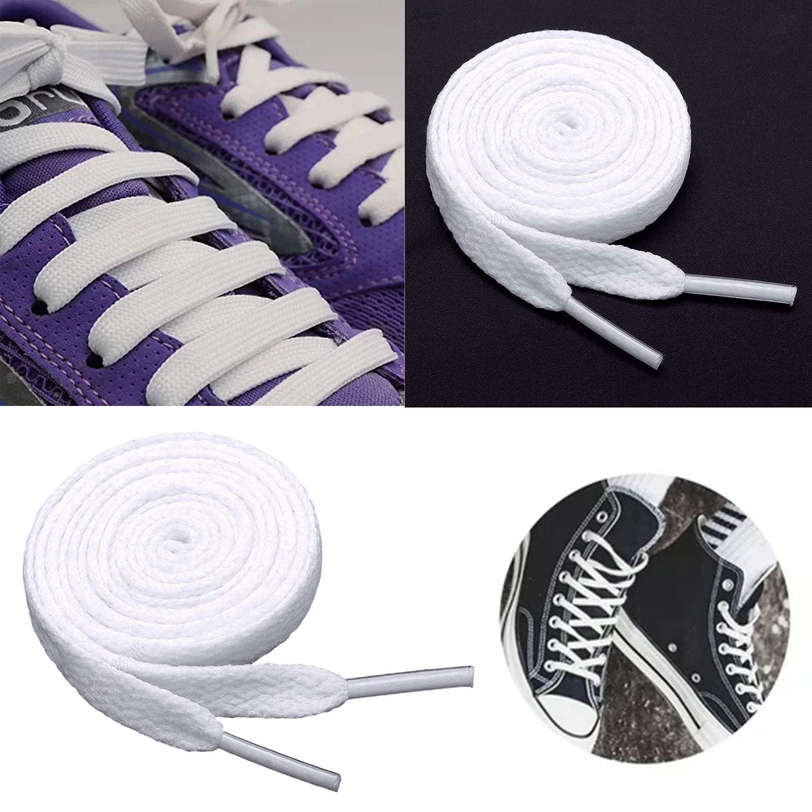 Flat Athletic Shoelaces for Sneakers - No-Tie Elastic Shoe Laces for ...