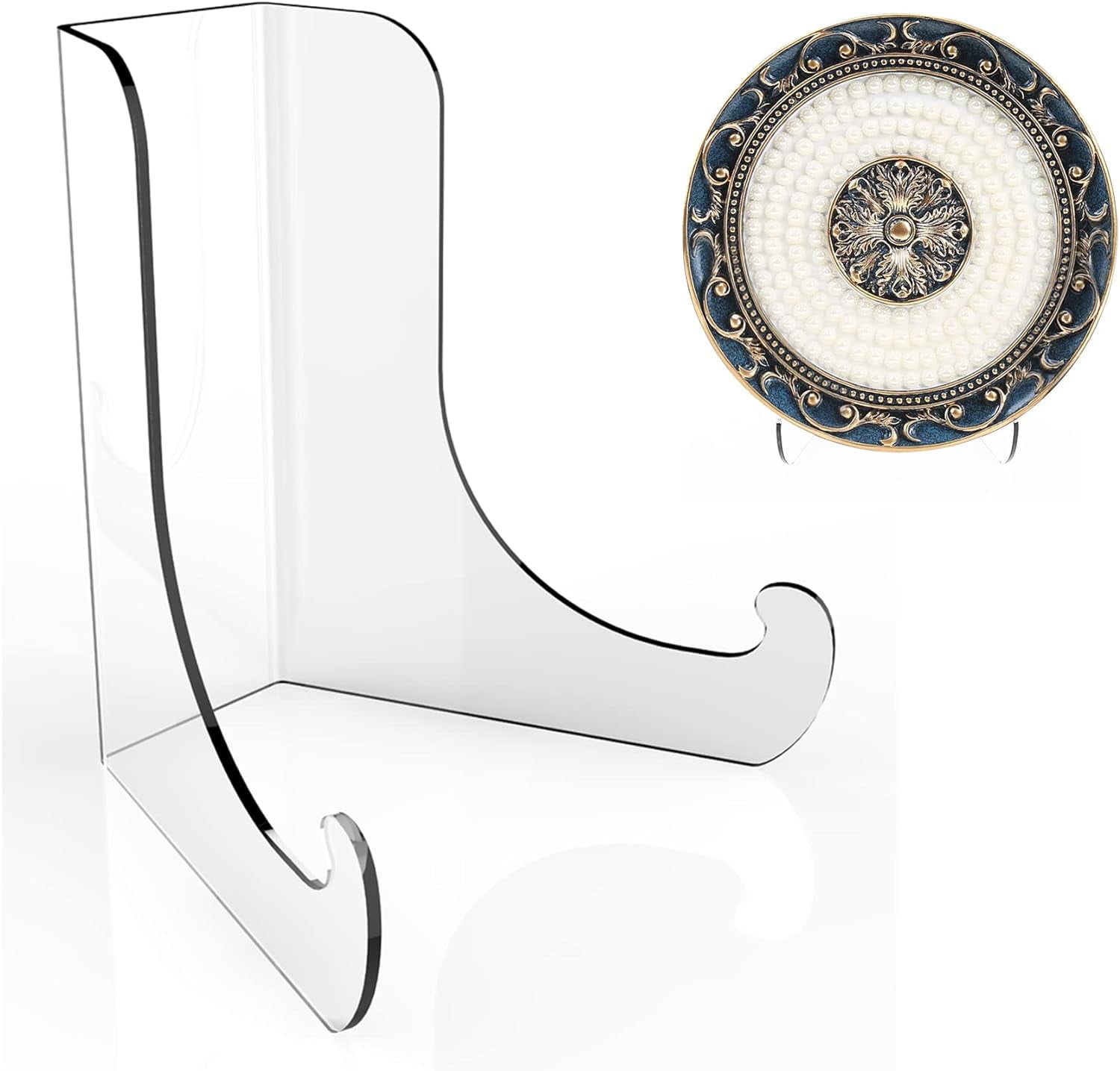 Flat Back Acrylic Plate Display Stand , 4.5 Inch 2 PC Clear Acrylic ...