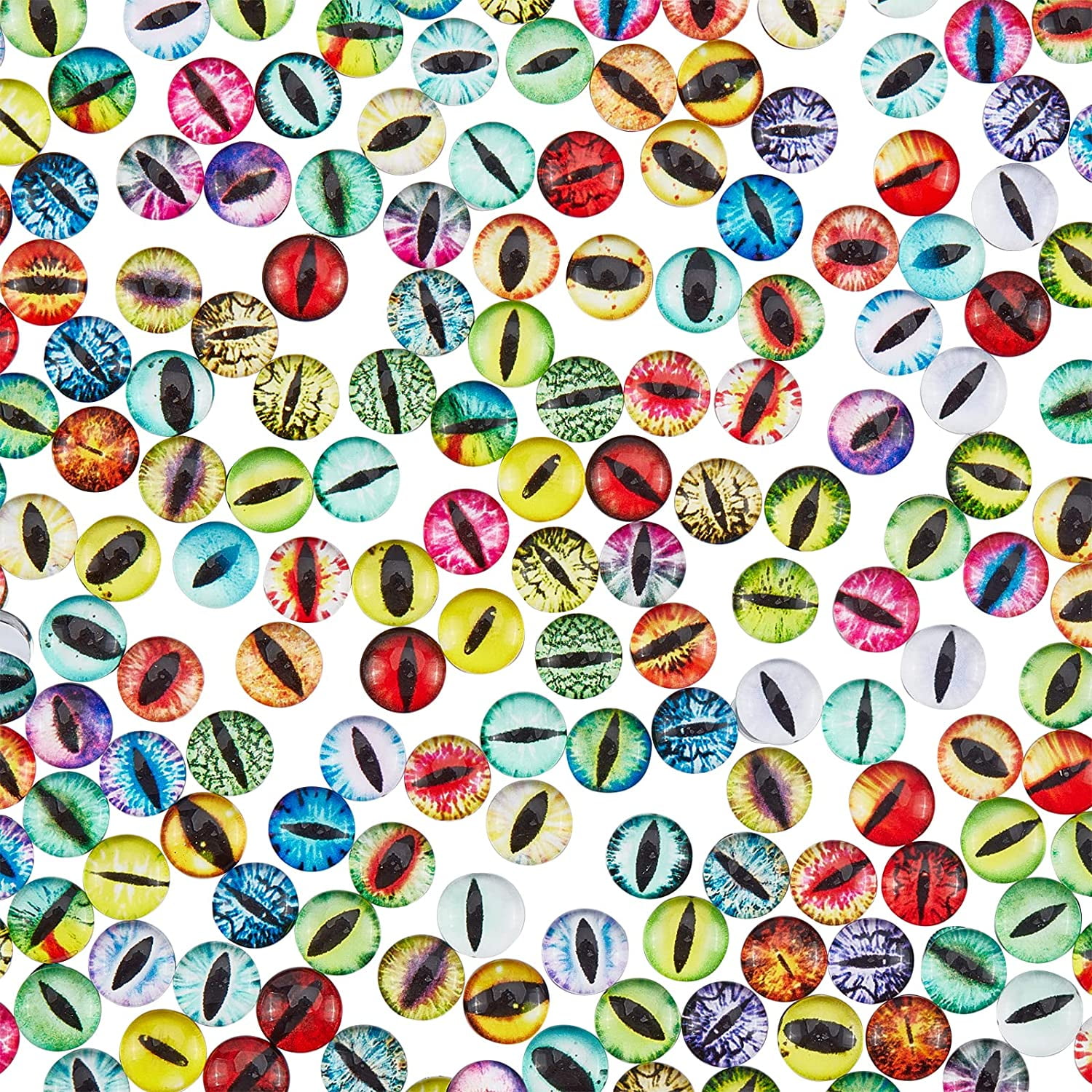 Flat Back Glass Cabochons Dome/Half Round with Dragon Eye Pattern Mixed ...