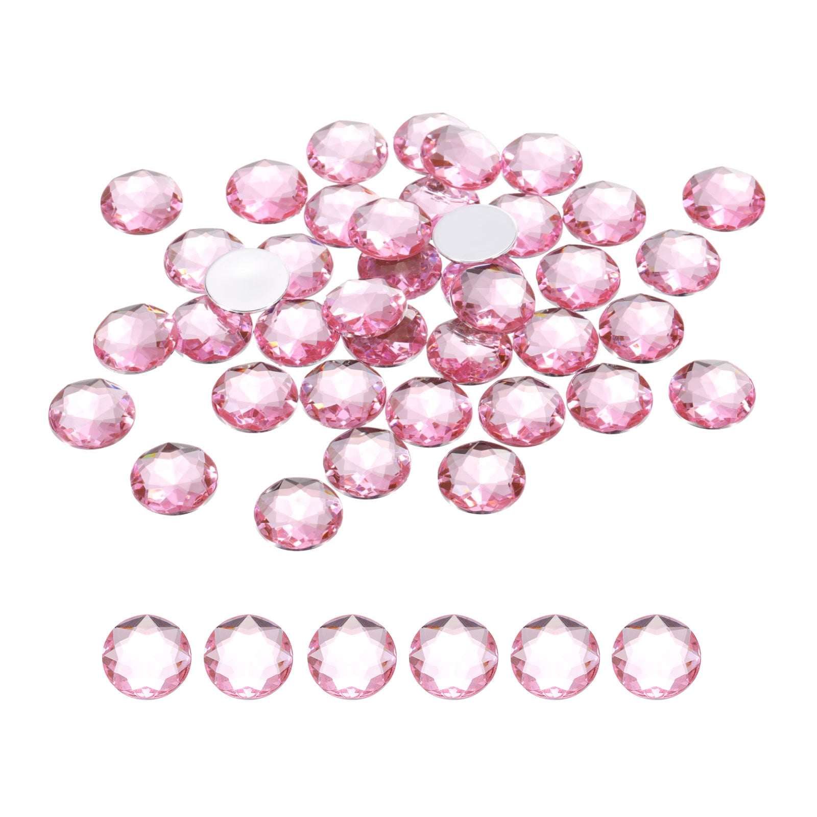 Flat Back Round Acrylic Rhinestones,10mm Light pink Flatback Crystal ...
