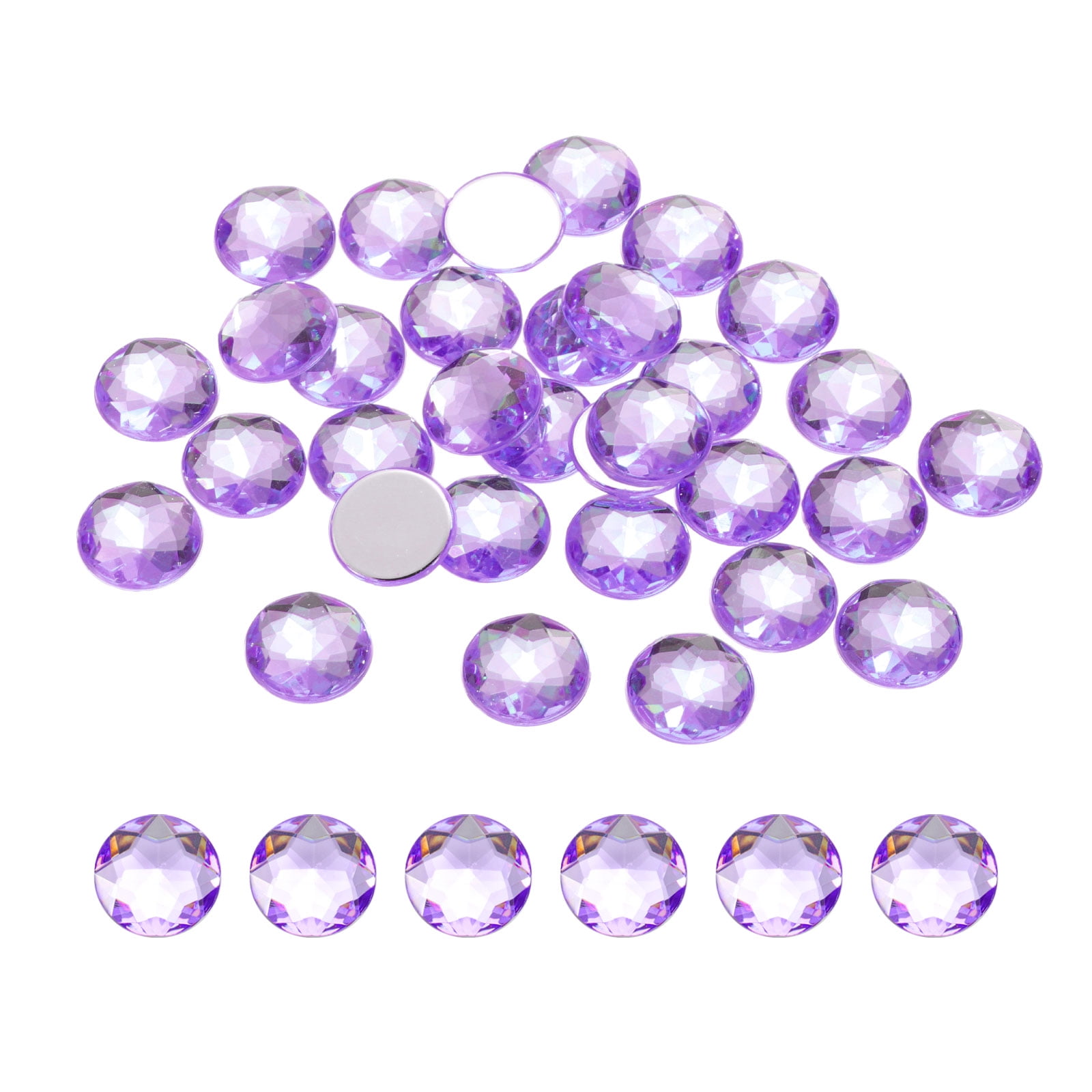 Flat Back Round Acrylic Rhinestones,20mm Light purple Flatback Crystal ...