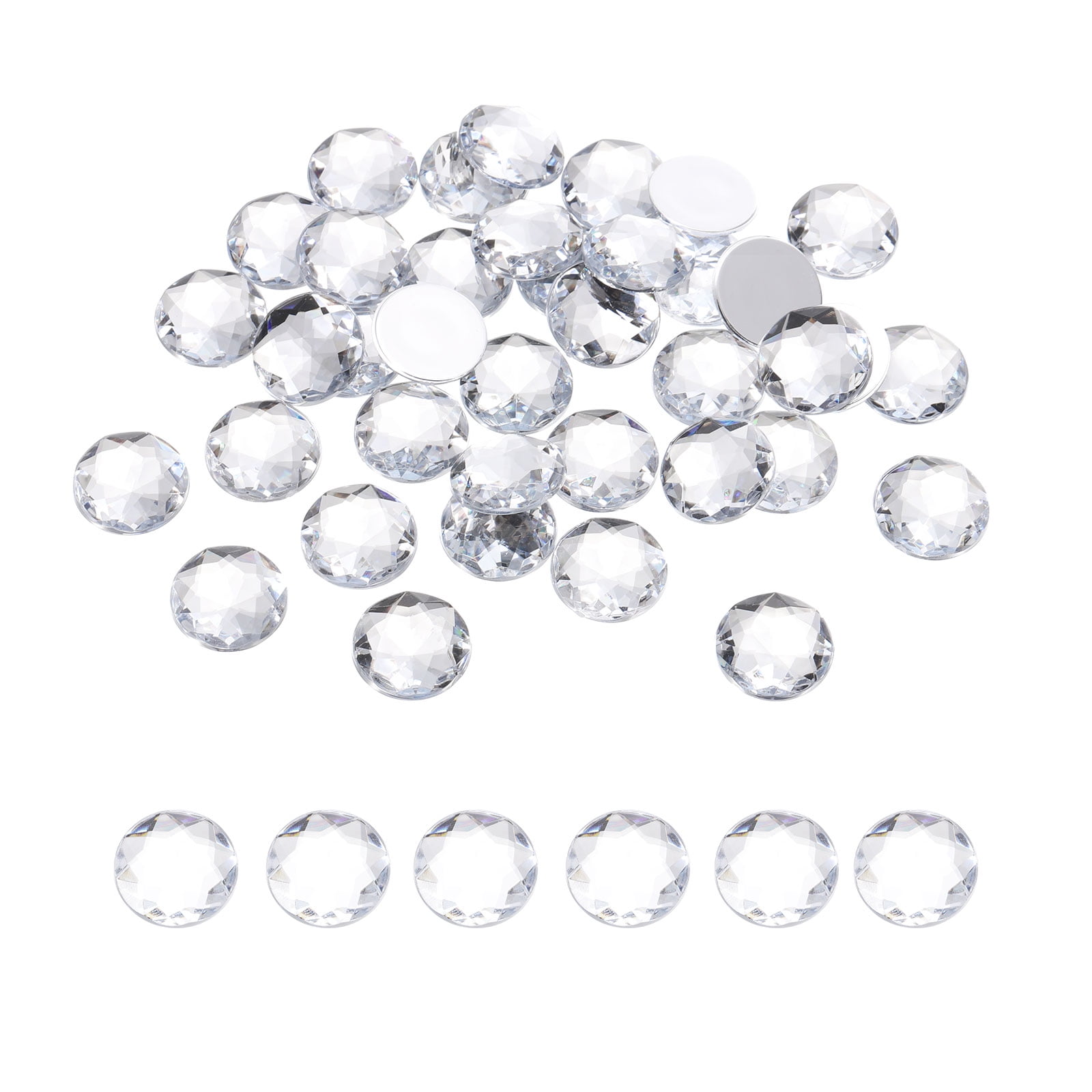 Flat Back Round Acrylic Rhinestones,20mm White Flatback Crystal ...