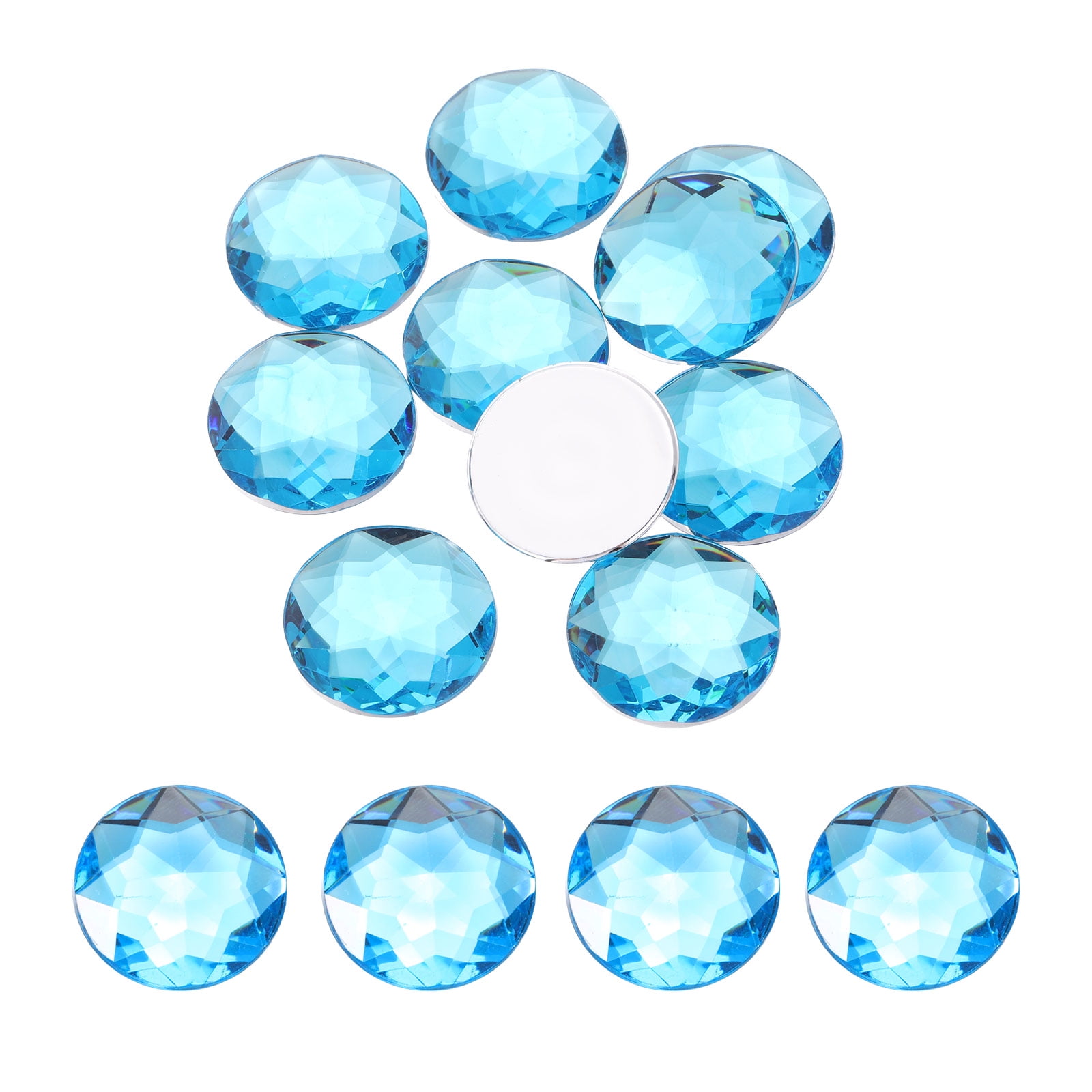 Flat Back Round Acrylic Rhinestones,40mm Cyan blue Flatback Crystal ...