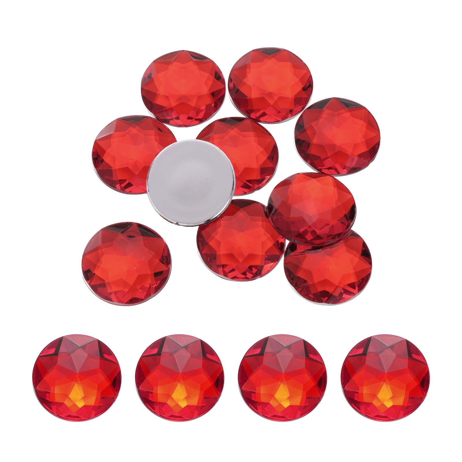 Flat Back Round Acrylic Rhinestones,40mm Red Flatback Crystal ...