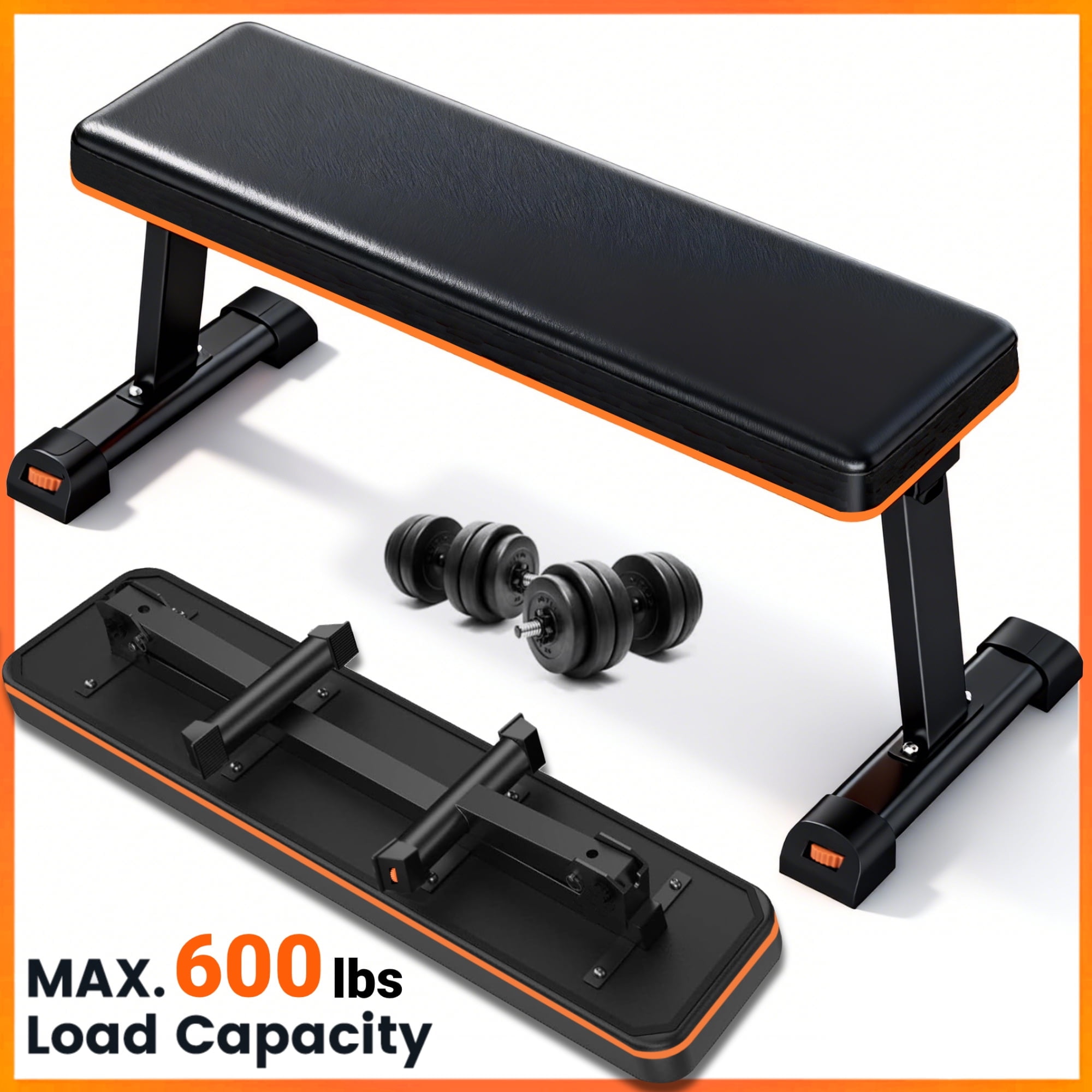 Weight Bench,Blacksmith Foldable Flat Bench with 600lb Capacity for AB ...