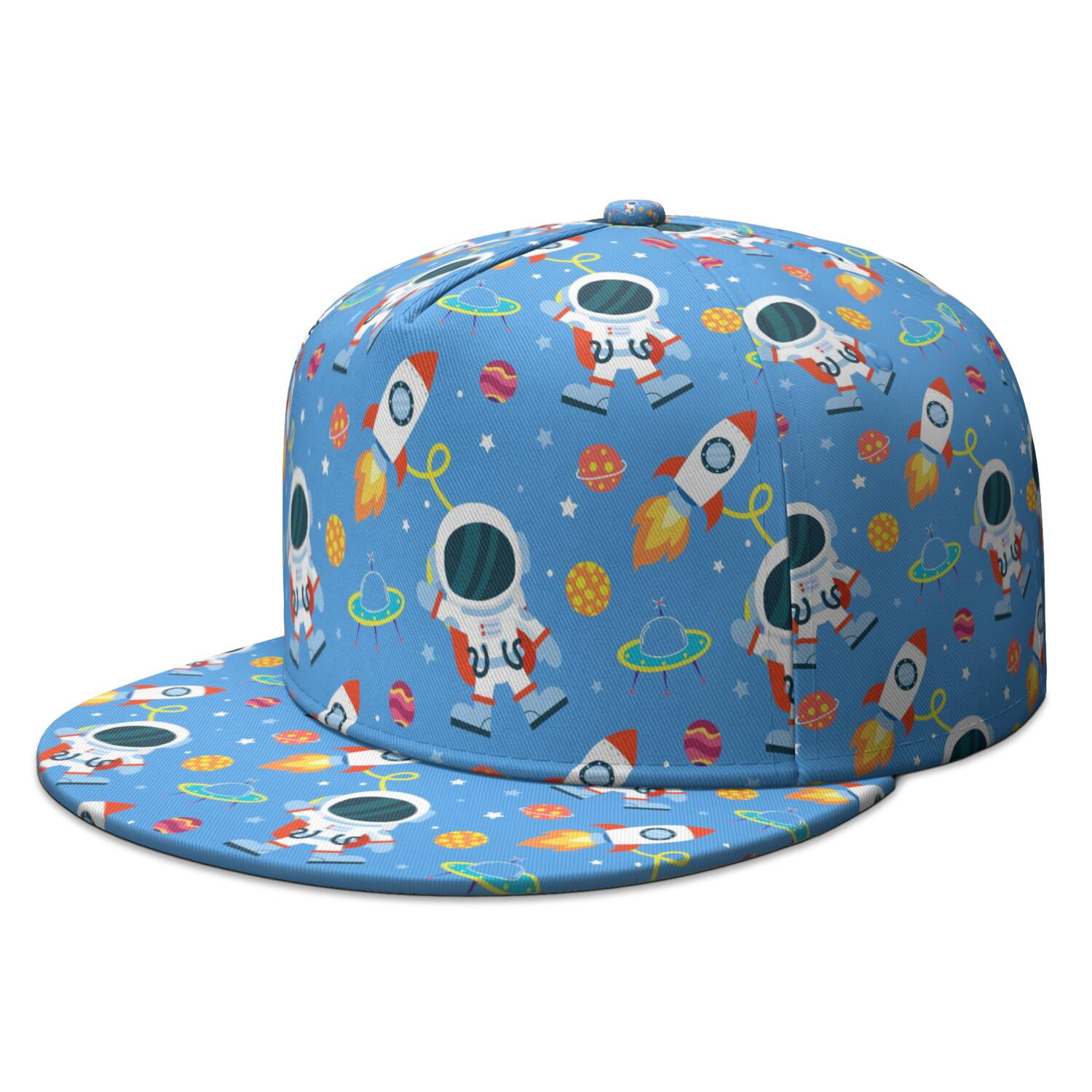 Flat Bill Astronaut Cap – Spacecraft & Alien Graphic, Adjustable ...