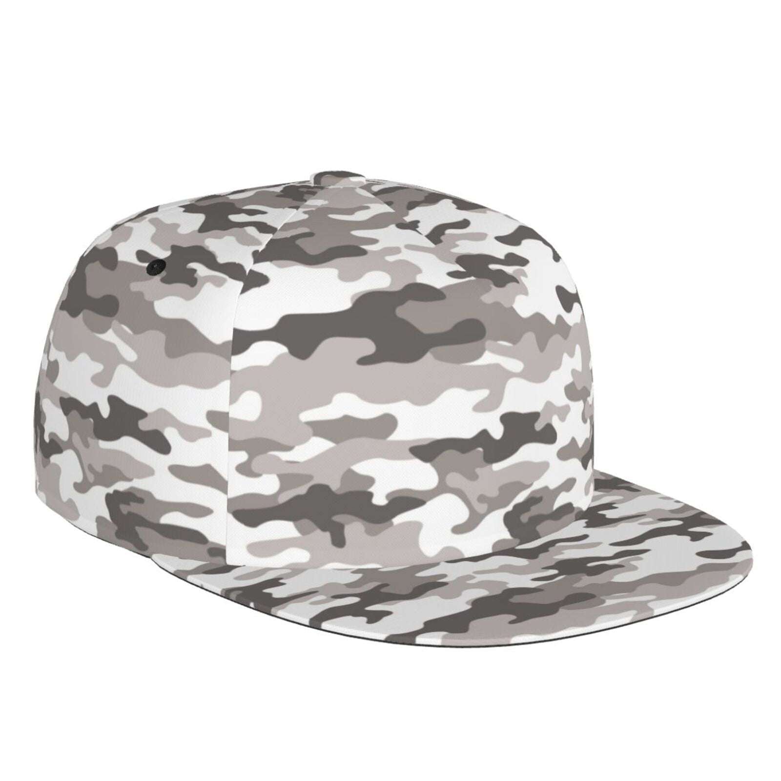 Flat Bill Baseball Cap - Classic Grey Camouflage Adjustable Snapback ...