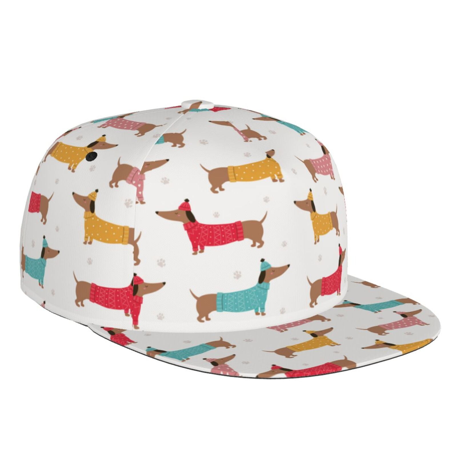 Flat Bill Baseball Cap - Cplorful Dachshund Dog Puppy Adjustable ...
