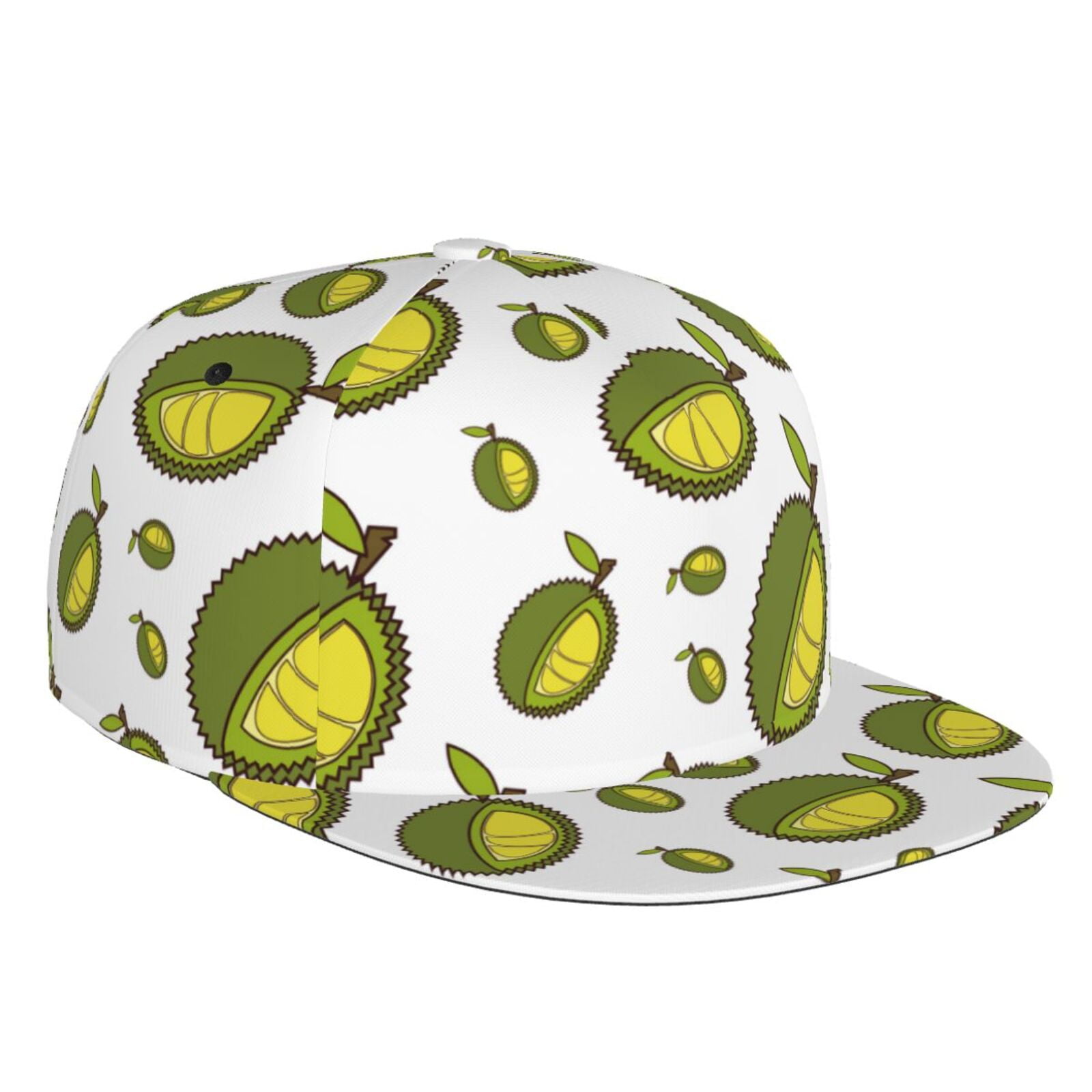Flat Bill Baseball Cap - Cute Mint Green Durian Adjustable Snapback Hat ...