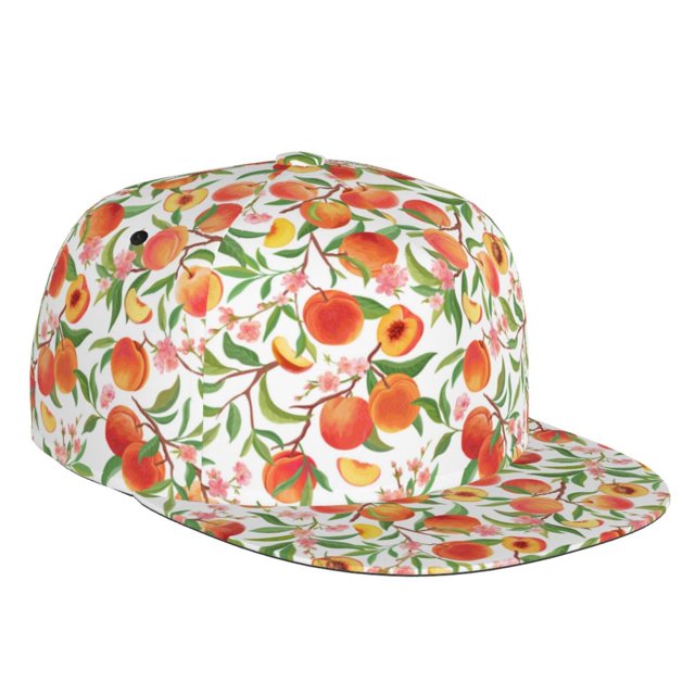 Flat Bill Baseball Cap - Fruits Peach2 Adjustable Snapback Hat for Men ...