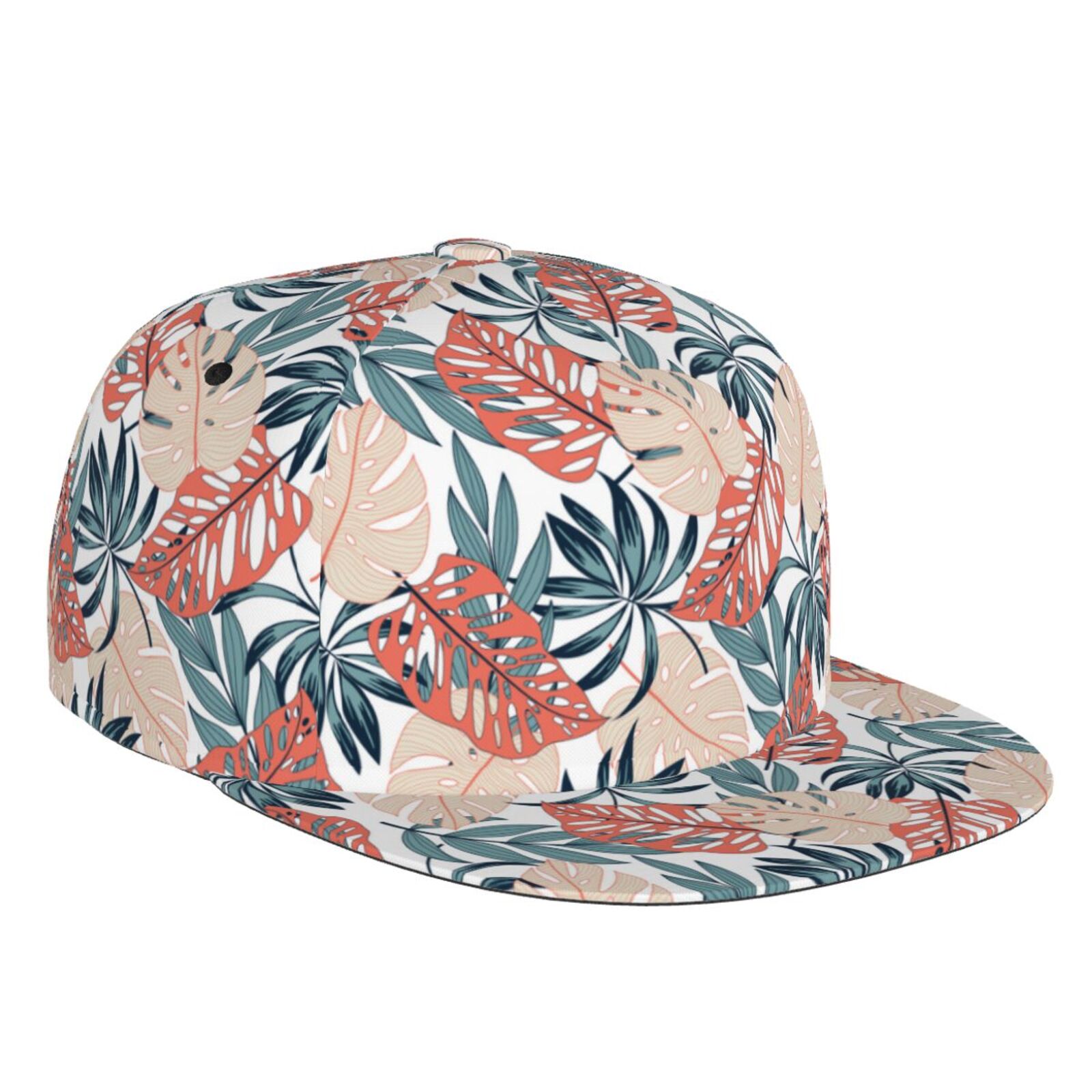 Flat Bill Baseball Cap - Hawaiian Style Big Leaes Adjustable Snapback ...