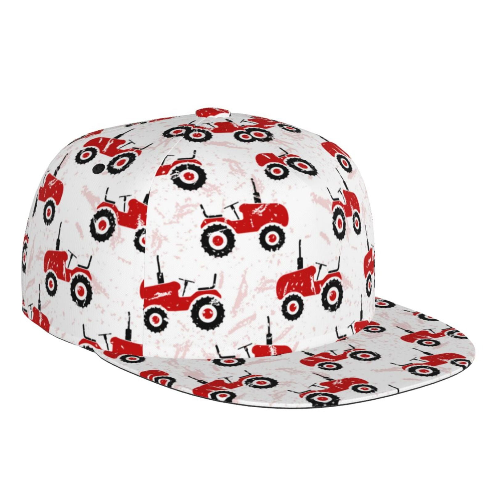 Flat Bill Baseball Cap - Red Wheeled Tractors Adjustable Snapback Hat ...