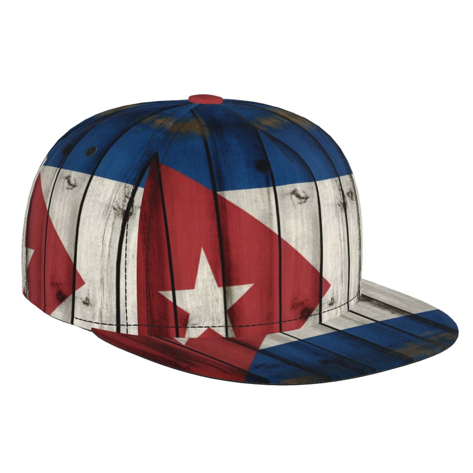Flat Bill Baseball Cap Retro Cuban Flag Hip Hop Snapback Hat for Men ...