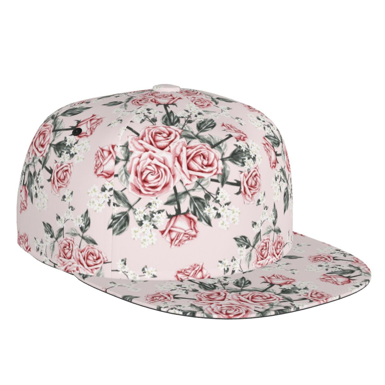 Flat Bill Baseball Cap - Rose Flowers Bouquet Adjustable Snapback Hat for Men Women, Hip Hop Dad ...