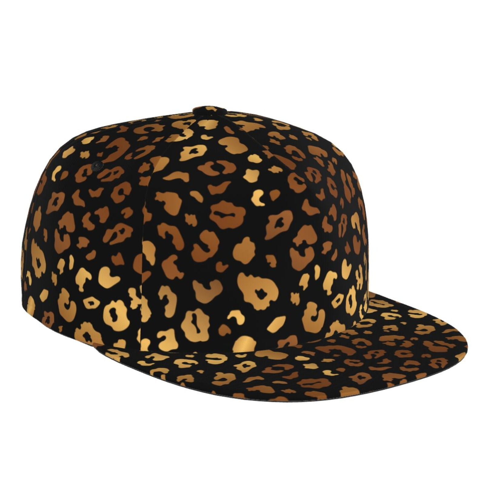 Flat Bill Baseball Cap - Trendy gold leopard black Adjustable Snapback ...