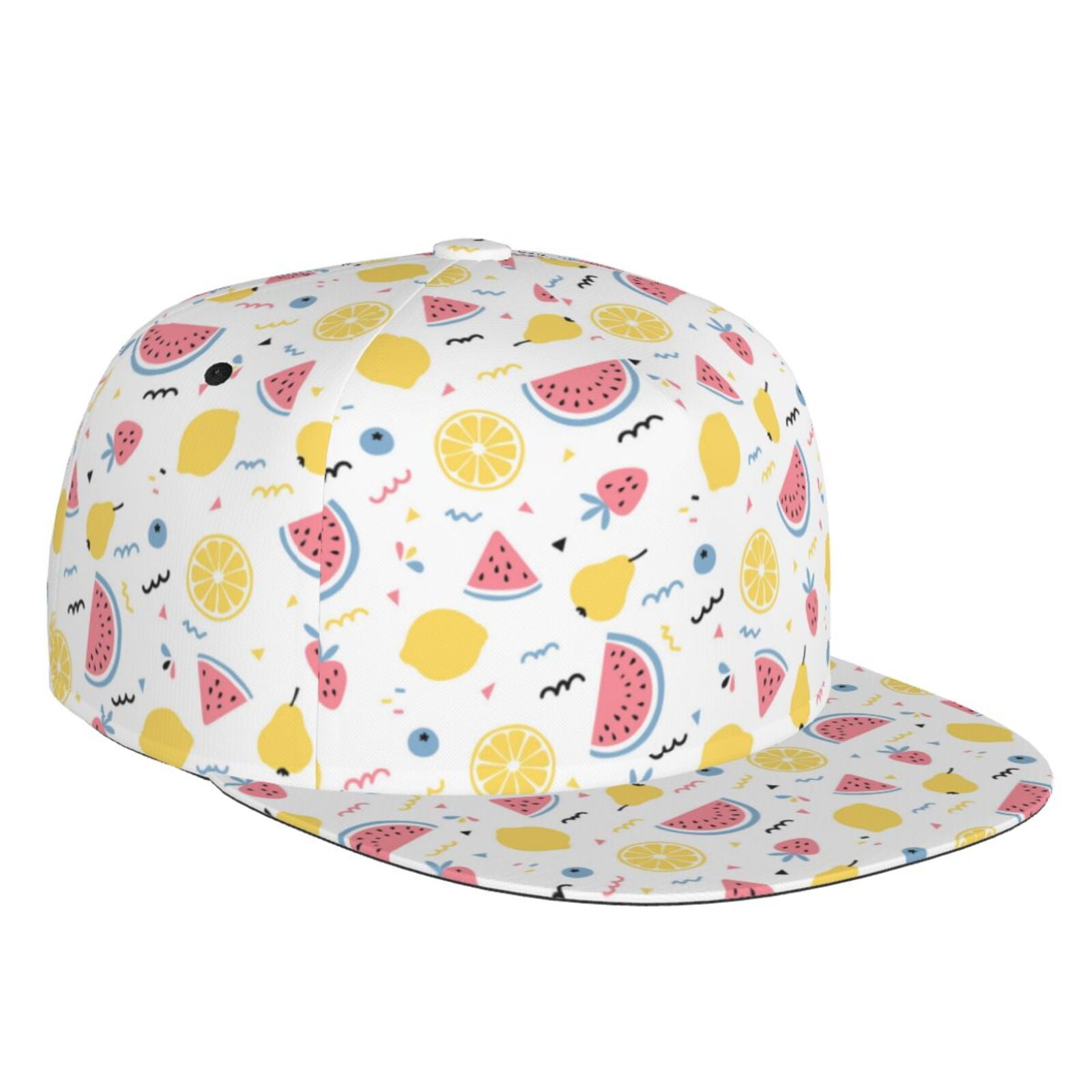 Flat Bill Baseball Cap - Tropical Fruit Adjustable Snapback Hat for Men ...