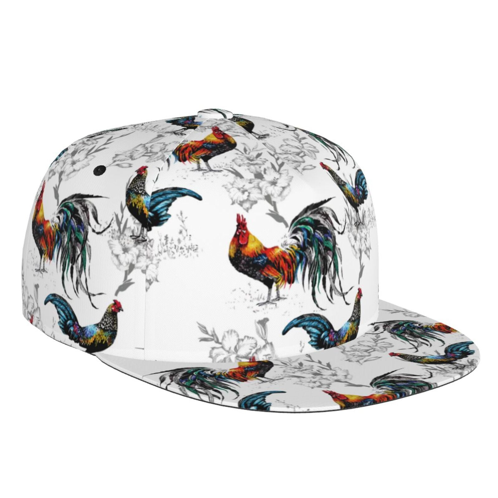 Flat Bill Baseball Cap - cool chicken Adjustable Snapback Hat for Men ...