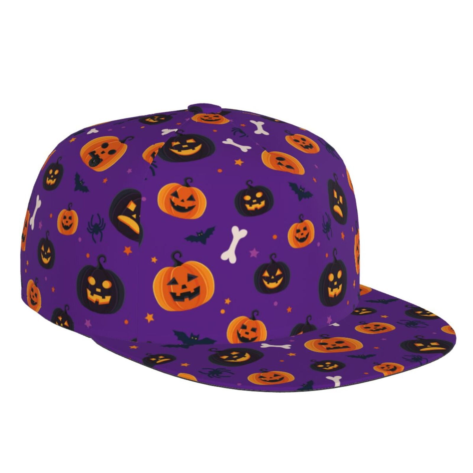 Flat Bill Baseball Cap - halloween pumpkins cute fun Adjustable ...