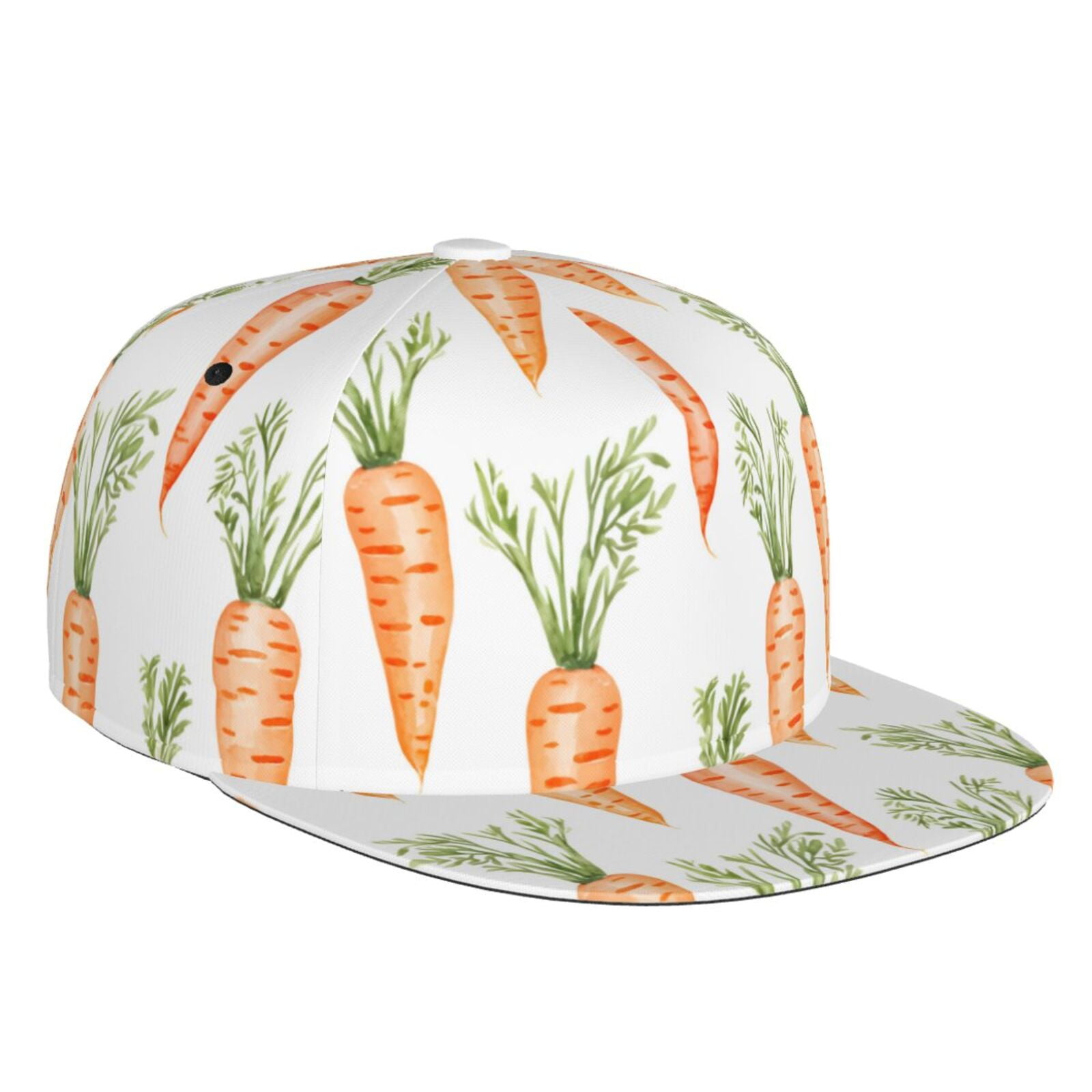 Flat Bill Baseball Cap - leaf Carrot Pattern white Adjustable Snapback ...