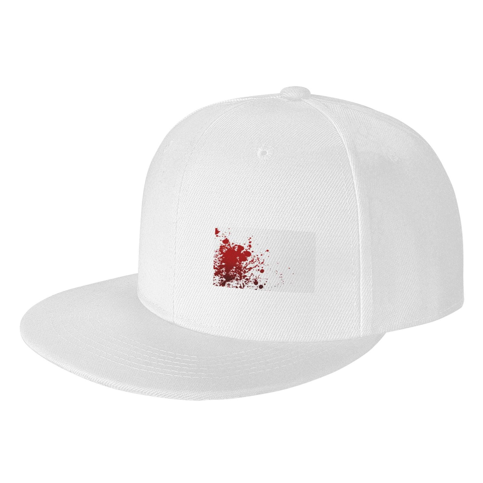 Flat Bill Brim Hat Adjustable Baseball Cap Blood-Splatter-Pattern Mens ...