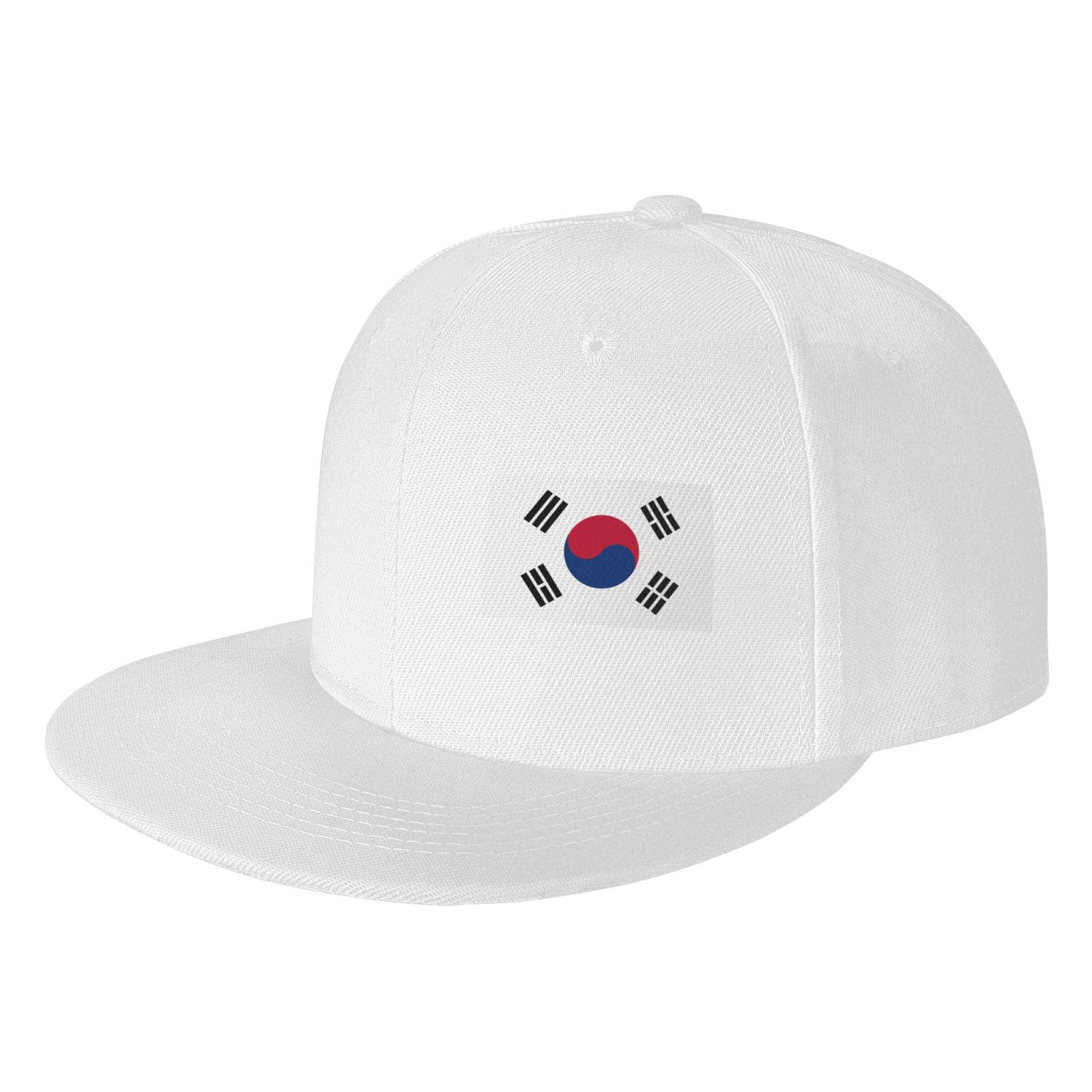 Flat Bill Brim Hat Adjustable Baseball Cap South Korean Flag Mens Women ...