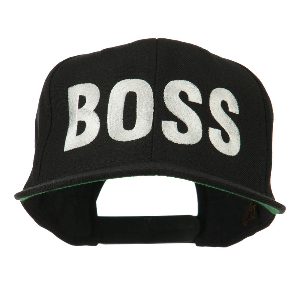 Flat Bill Hip Hop Casual Boss Embroidered Cap - Black OSFM - Walmart.com