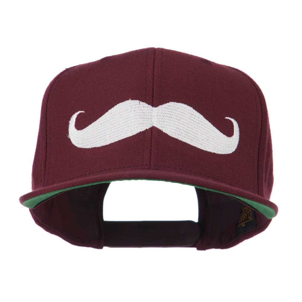 Flat Bill Mustache Embroidered Cap - Maroon OSFM - Walmart.com