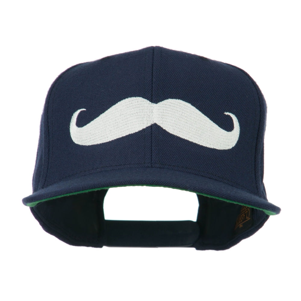 Flat Bill Mustache Embroidered Cap - Navy OSFM - Walmart.com