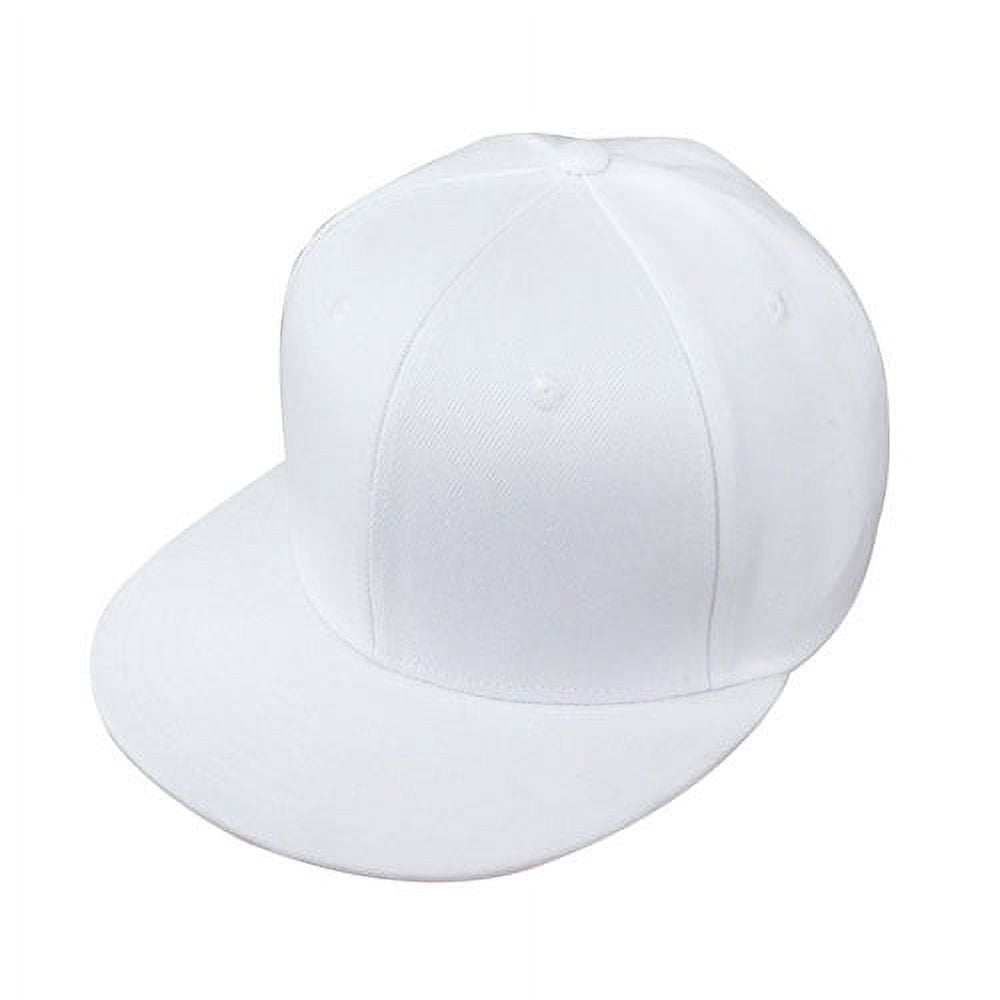 Flat Bill Polyester Cap, 6 Panel Adjustable Snap Hat for Travel, Work ...