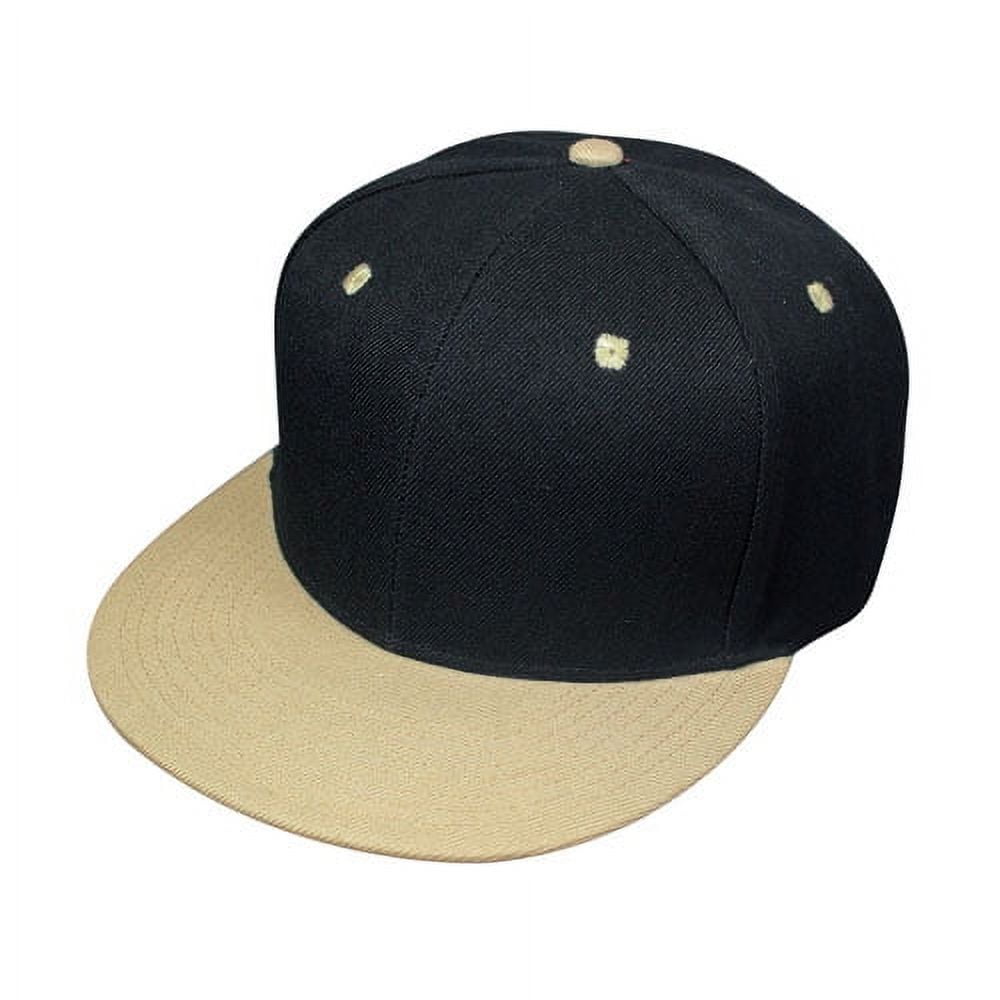 Flat Bill Polyester Cap, 6 Panel Adjustable Snap Hat for Travel, Work ...